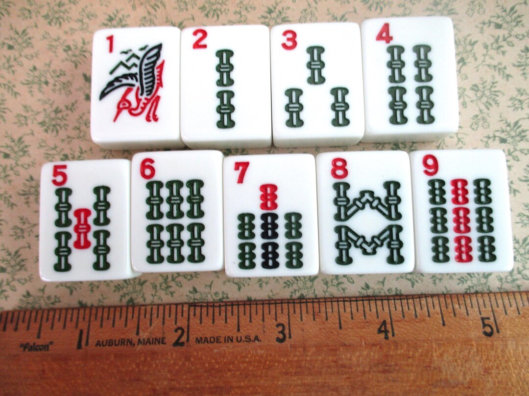 9 Vintage Mah Jongg Tiles - Bam Tiles 1-9, Chinese, Ancient Game, Asian ...