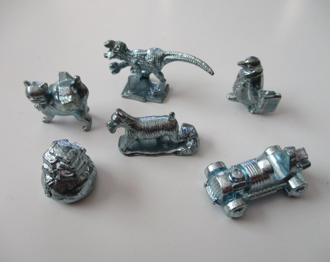6 Monopoly Game Markers - T-rex, Cat, Pot of Gold, Penguin, Scotty ...