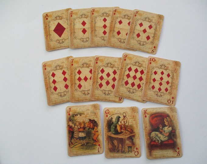 Alice in Wonderland 13 Playing Cards...new, Unused, Diamond Suit - Etsy