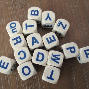 Vintage Dice - 16 Pieces - Boggle Game, Letters, Replacement Dice, Alphabet, Words, Assemblage ...
