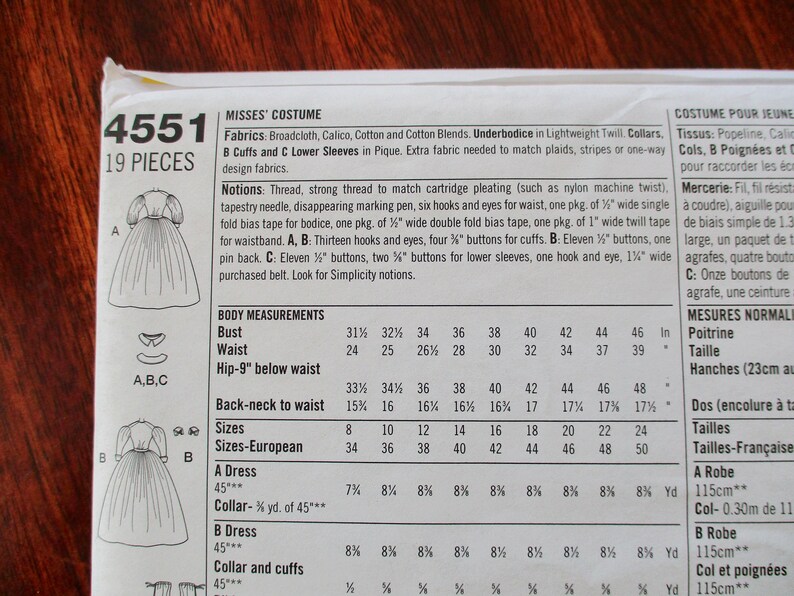 Simplicity Pattern 4488 Uncut Unused Costume the Fashion - Etsy
