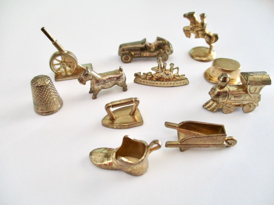 11 Vintage Gold Deluxe Edition Monopoly Game Pieces Tokens, Markers ...