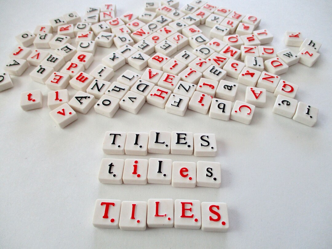Square Plastic Letter Tiles - 127 Pieces, Red, Black, Game, Alphabet ...