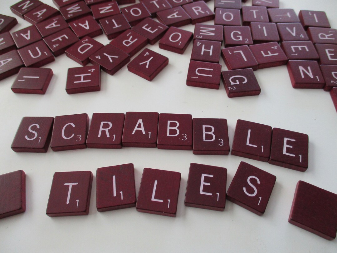 100 Maroon Red Scrabble Tiles - Game, Wood, Alphabet, Words, Assemblage ...