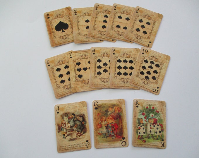 Alice in Wonderland 13 Playing Cards...new, Unused, Spades Suit - Etsy