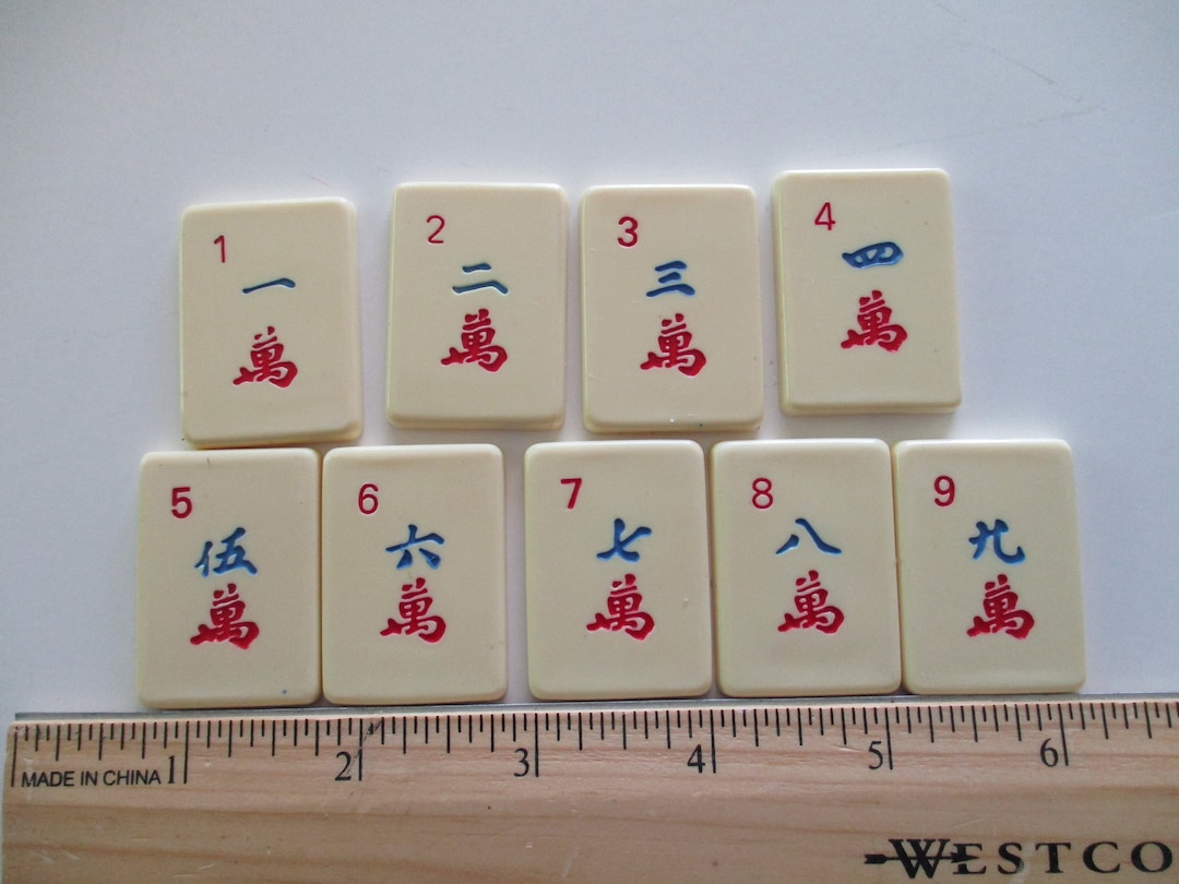 9 Thin Vintage Mah Jongg Tiles - Chinese, Ancient Game, Asian, Crack ...