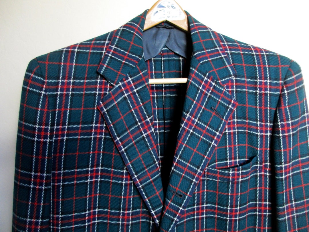 Vintage Green Plaid Wool Jacket Red and Green Christmas - Etsy
