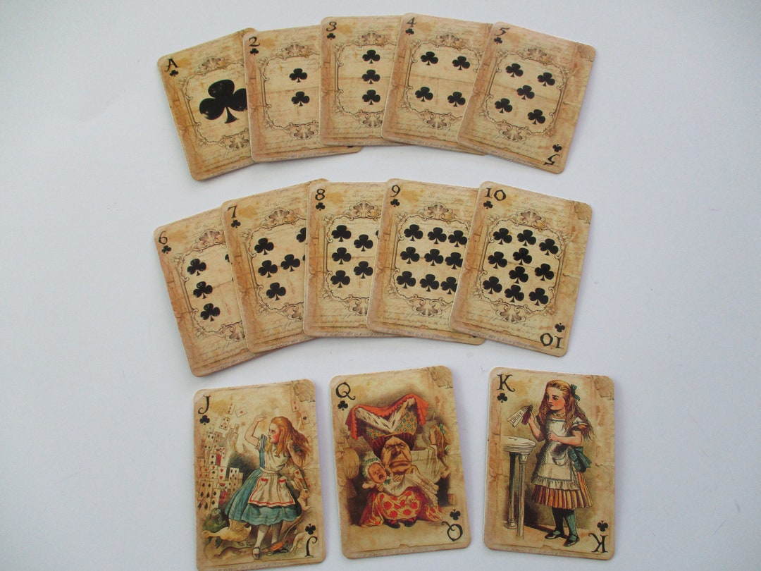 Alice in Wonderland 13 Playing Cards...new, Unused, Clubs Suit - Etsy