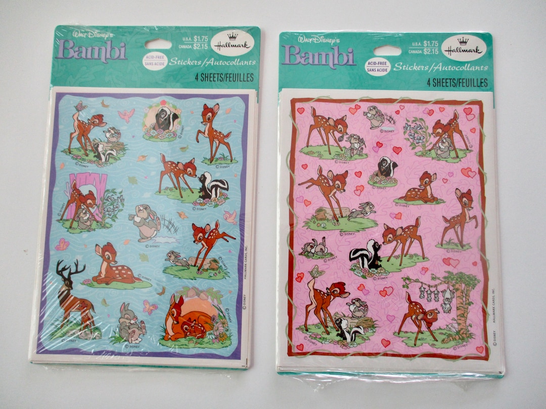 Bambi Stickers - 2 Packages, New in Original Package, Hallmark, Walt ...