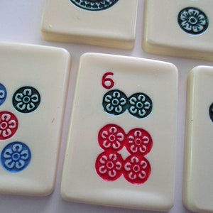 9 Thin Vintage Mah Jongg Tiles - Dot Tiles 1-9, Chinese, Ancient Game ...