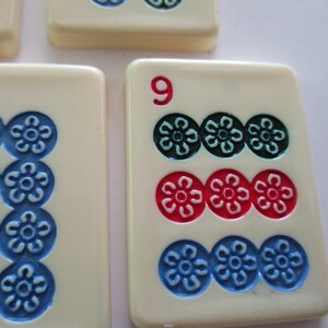 9 Thin Vintage Mah Jongg Tiles - Dot Tiles 1-9, Chinese, Ancient Game ...
