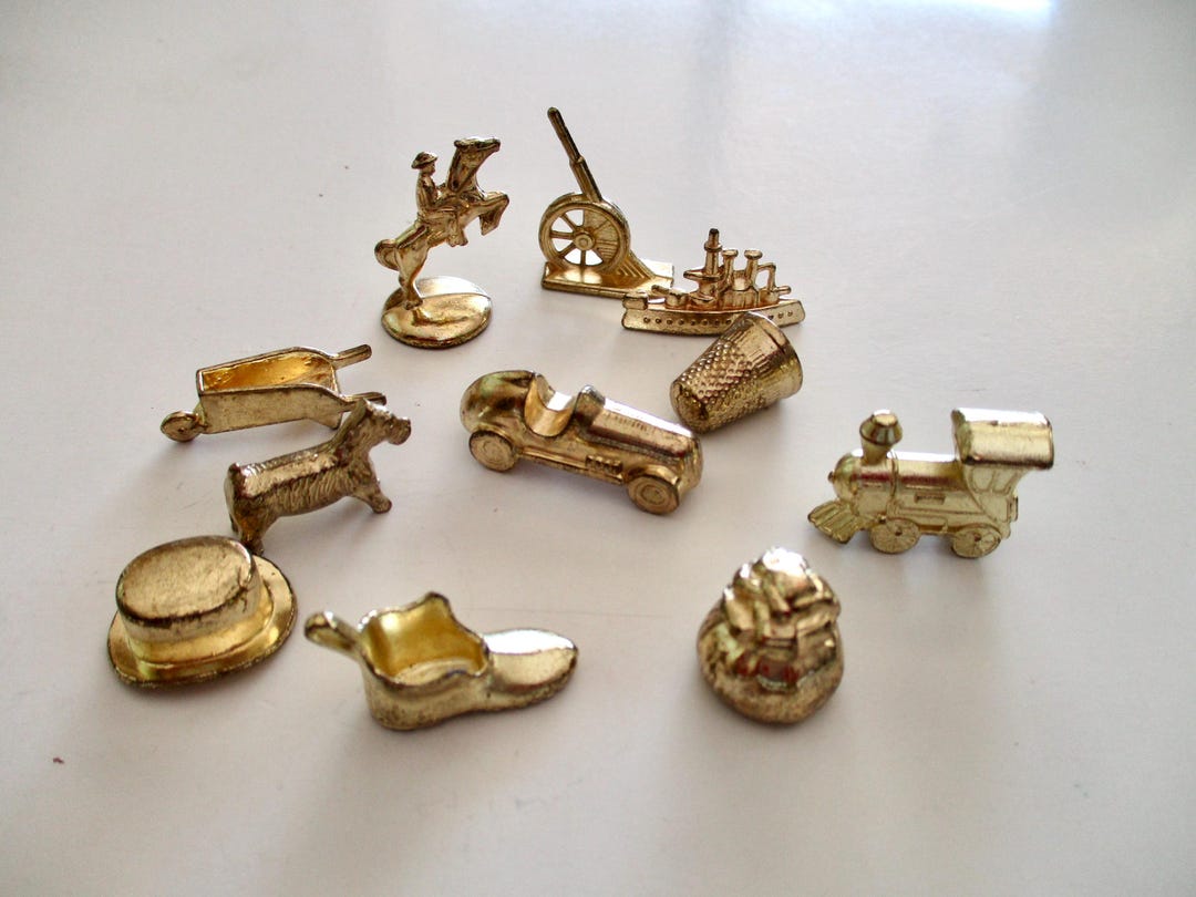 11 Vintage Gold Deluxe Edition Monopoly Game Pieces - Tokens, Markers ...