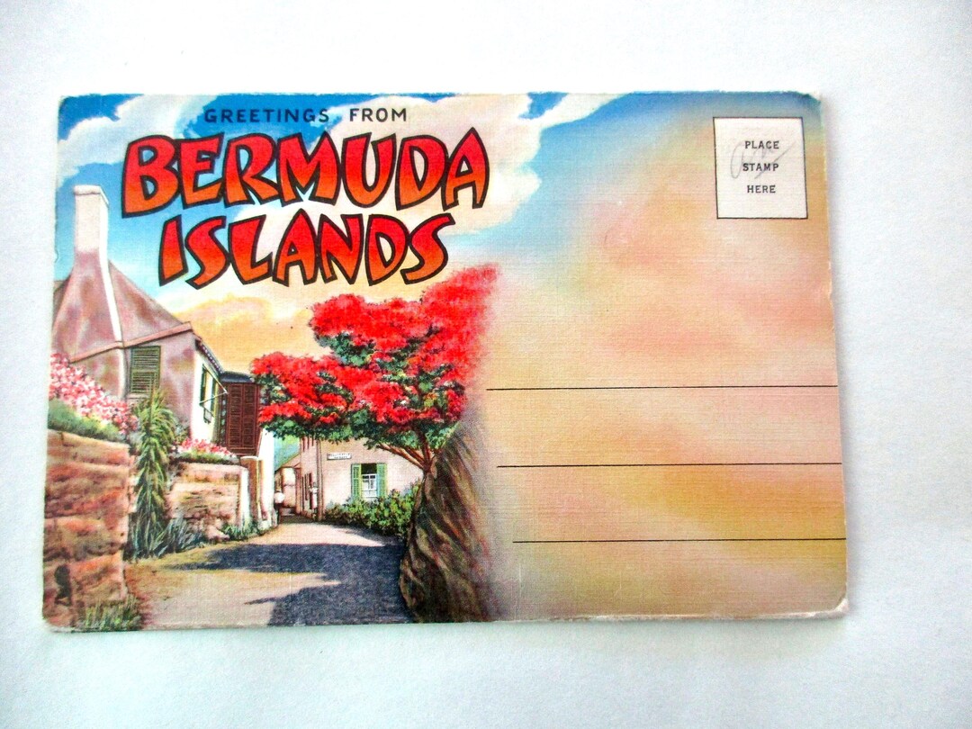 Vintage Bermuda Islands Folding Postcards, Linen, 60s, 70s ...