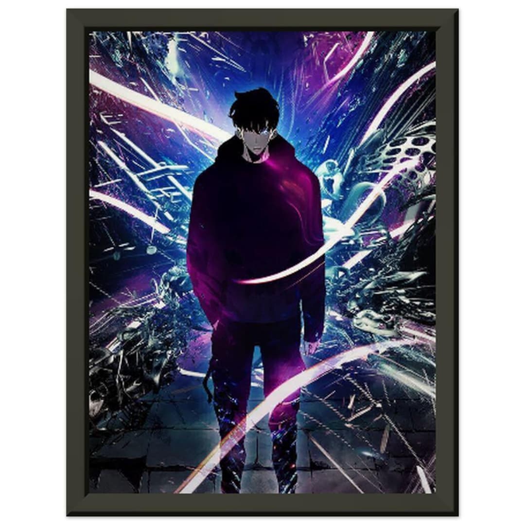Solo Leveling Mounted Poster - Anime Wall Art in Black Aluminum Frame ...