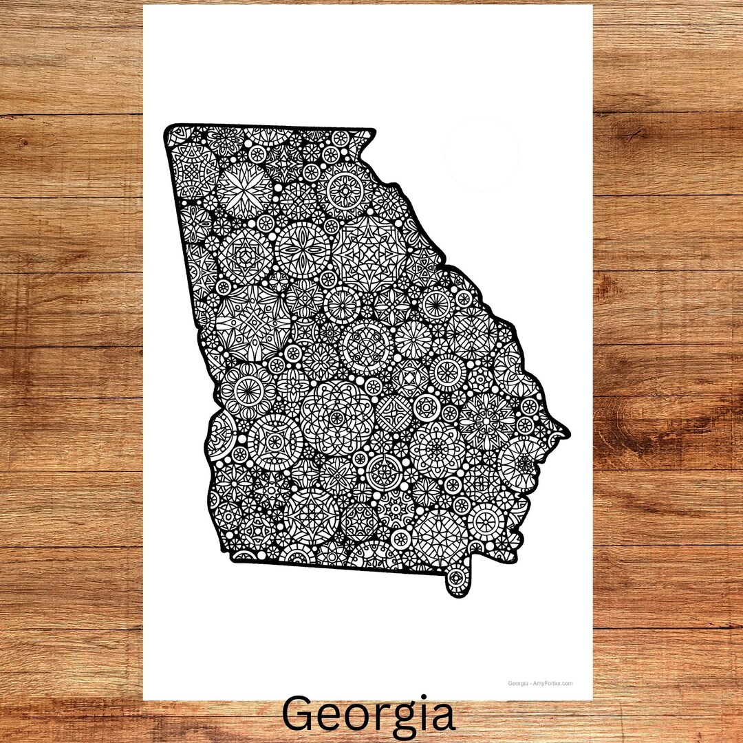 Georgia Coloring Poster - Hand Drawn Mandala Design, 11 X 17 Inch, 80 ...