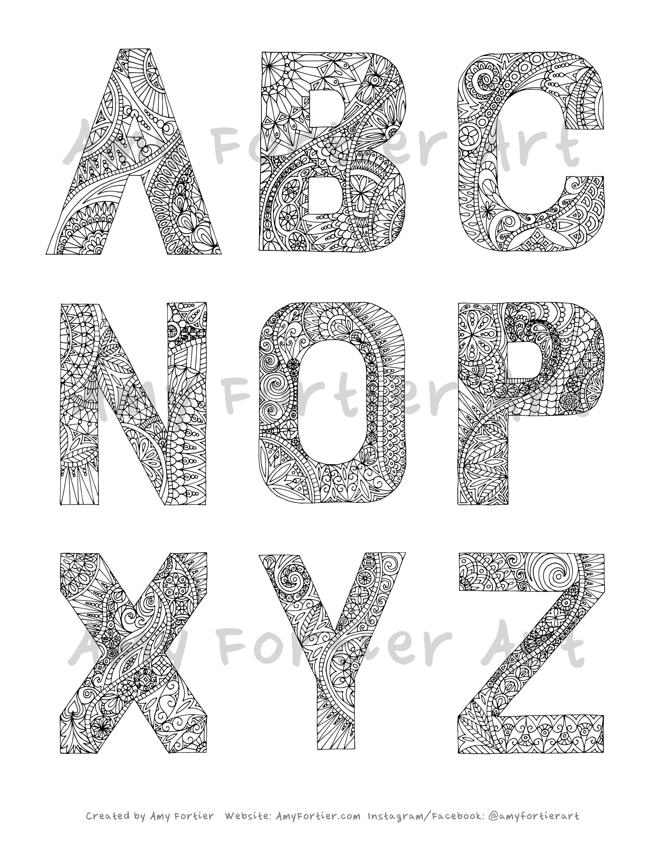 Alphabet Coloring Pages | Digital Download (PDF) | 26 Images to Print ...