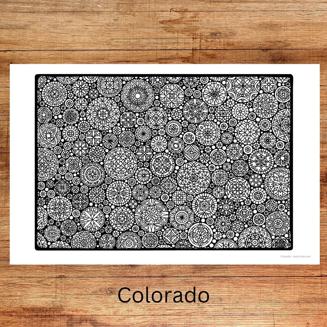 Colorado Coloring Poster Hand Drawn Mandala Design, 11 X 17 Inch, 80 ...