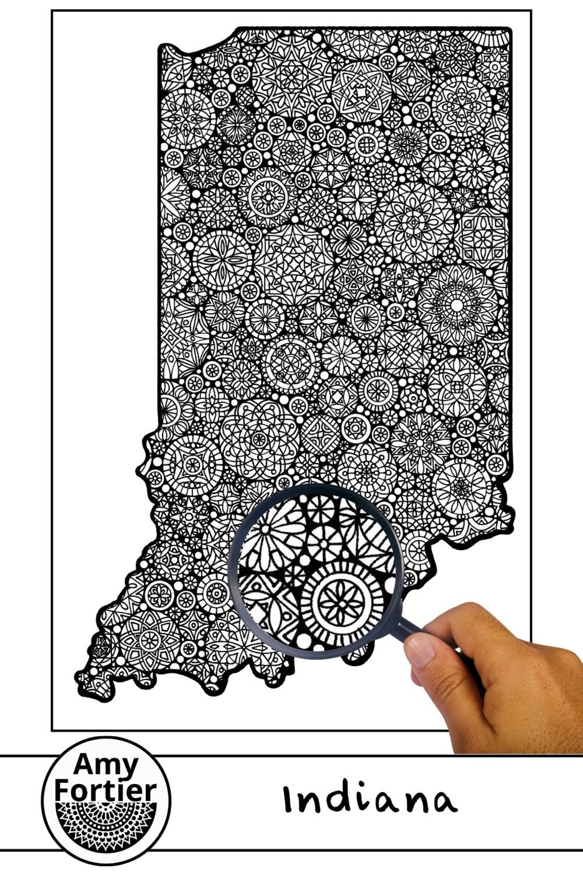 Indiana Coloring Poster Hand Drawn Mandala Design, 11 X 17 Inch, 80 ...