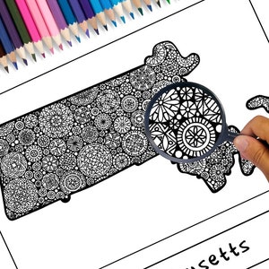 Massachusetts Coloring Poster - Hand Drawn Mandala Design, 11 X 17 Inch ...