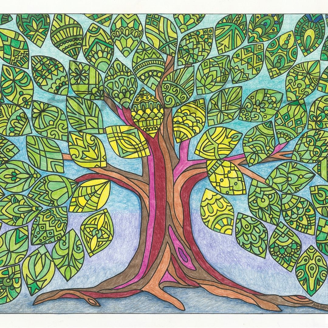 Artist Tree Coloring Poster - Hand Drawn Design, 11 X 17 Inch, 80# Card ...
