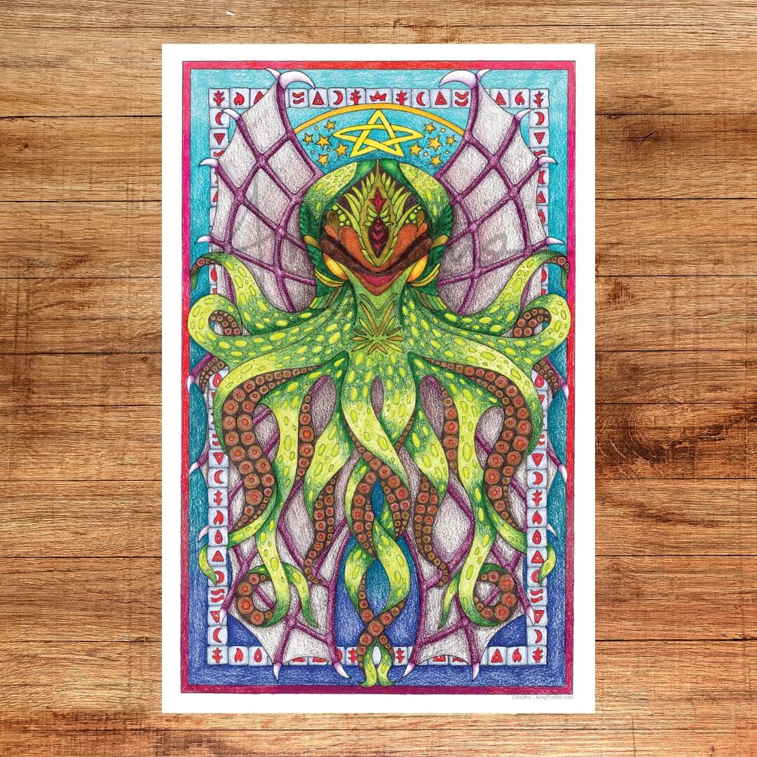 Cthulhu Coloring Poster - Hand Drawn Design, 11 X 17 Inch, 80# Card ...