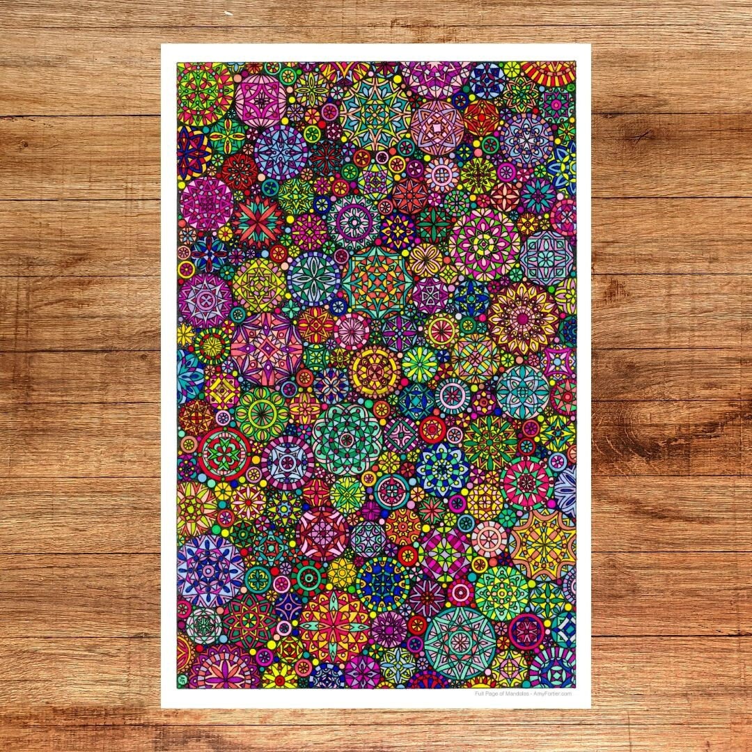 Full Page of Mandalas Coloring Poster - Hand Drawn Design, 11 X 17 Inch ...