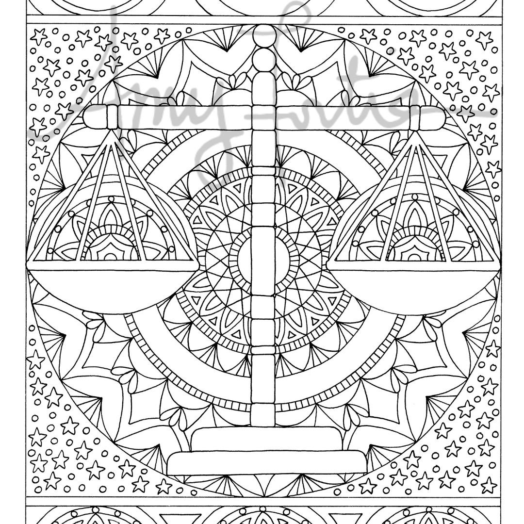 Libra Coloring Poster - Hand Drawn Design, 11 X 17 Inch, 80# Card Stock ...