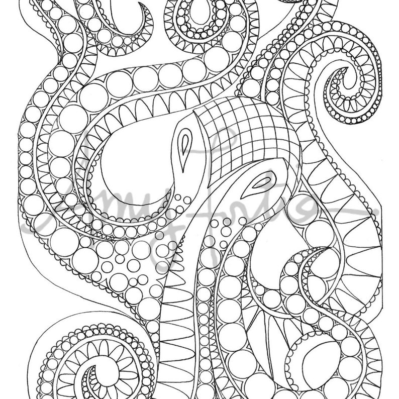Octopus Coloring Poster - Hand Drawn Design, 11 X 17 Inch, 80# Card ...