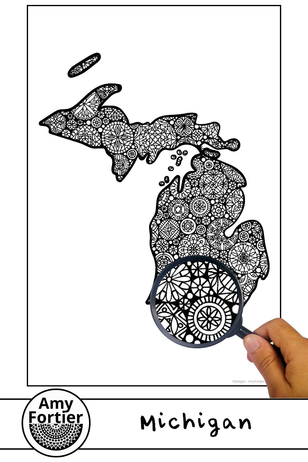 Michigan Coloring Poster - Hand Drawn Mandala Design, 11 X 17 Inch, 80 ...