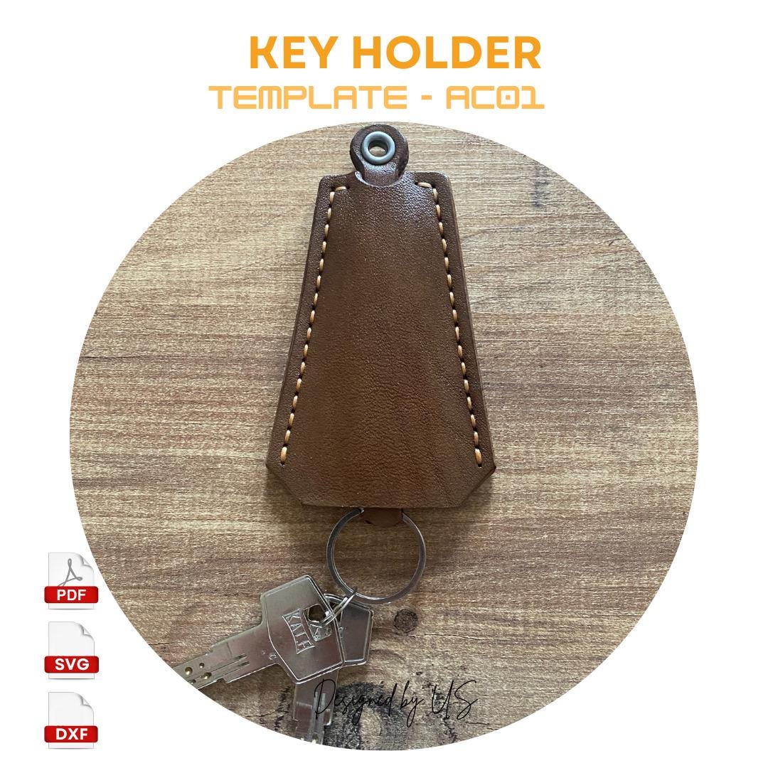 Leather Key Holder Template: Minimalist Keychain Pattern (PDF, SVG, DXF ...