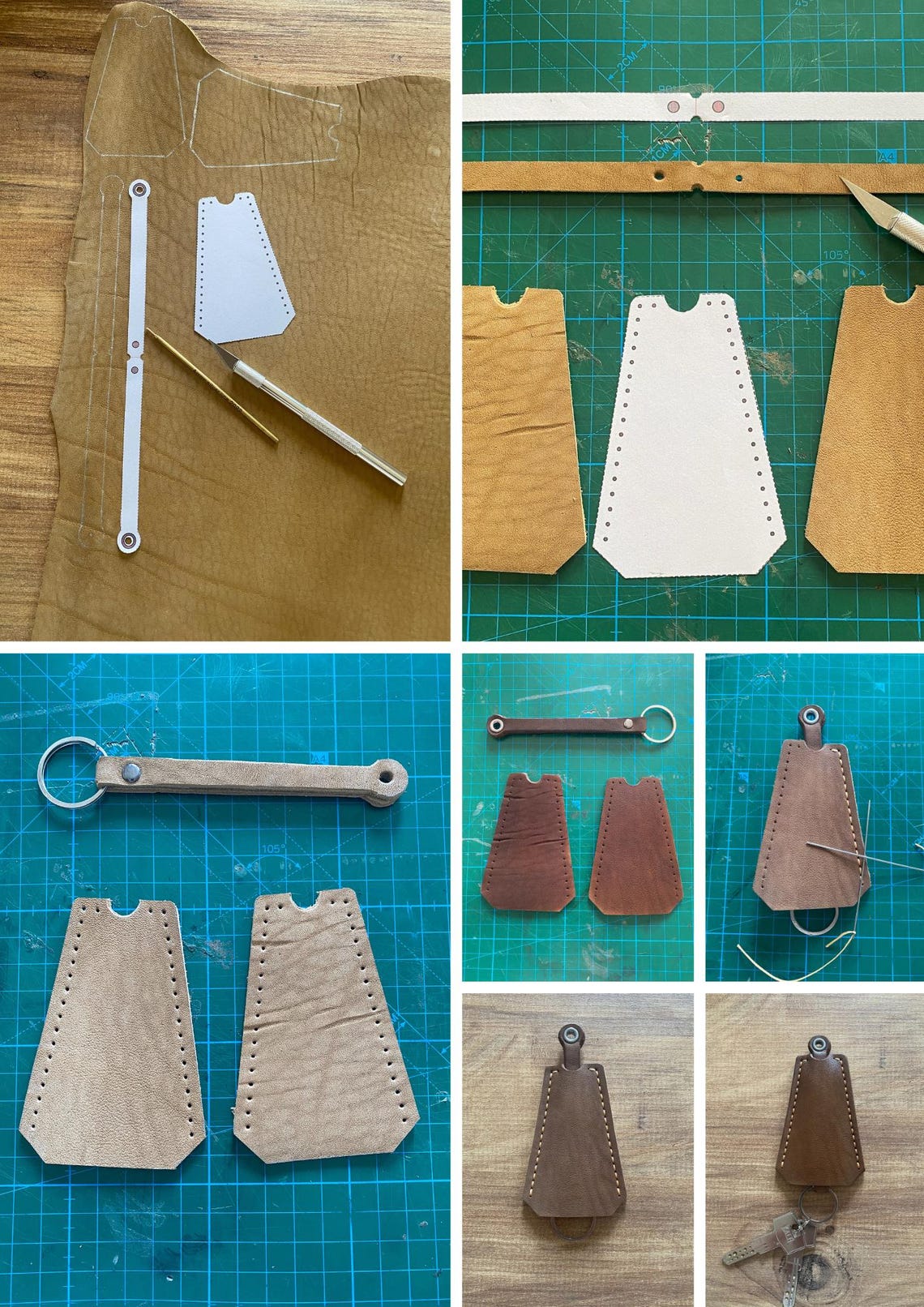 Leather Key Holder Template: Minimalist Keychain Pattern (PDF, SVG, DXF ...