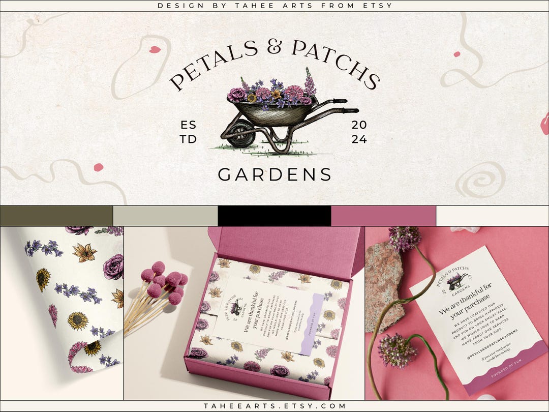 Hand Drawn Flower Farm Logo Design, Garden Logo, Farm Logo, Floral Logo ...