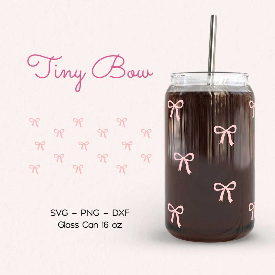 Coquette Bow Glass Can Cup Wrap, Pink Ribbon Libbey Glass Svg, Girly ...