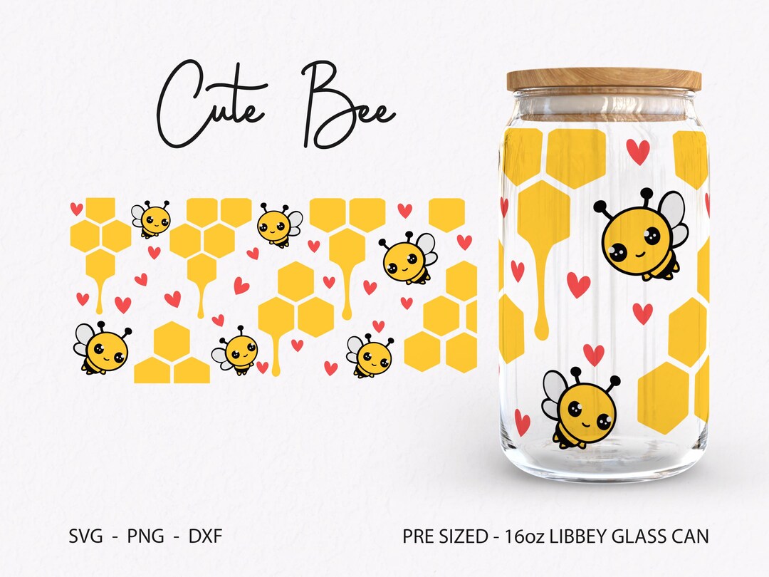 Honey Bee Libbey Glass Can Svg, Cute Bee Libbey Svg, Honey Drip Svg ...