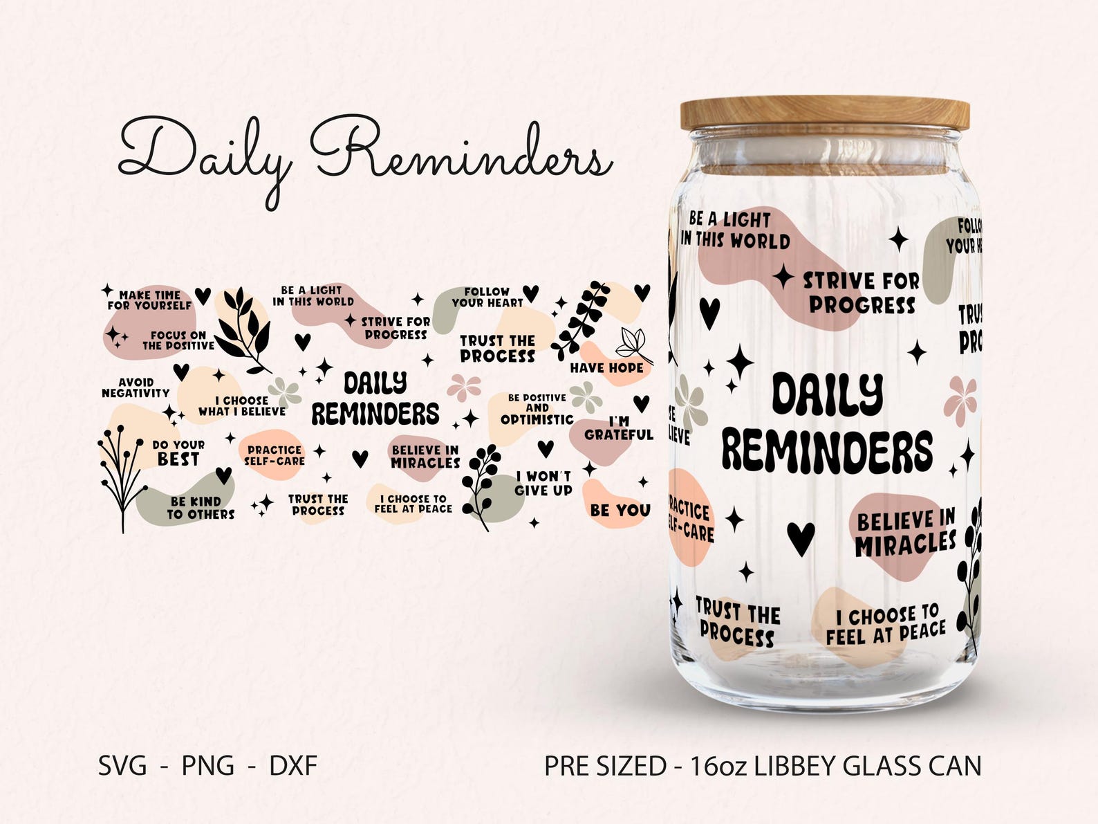 Daily Reminders Svg Libbey Cup, Daily Reminders Glass Can Cup, Daily ...