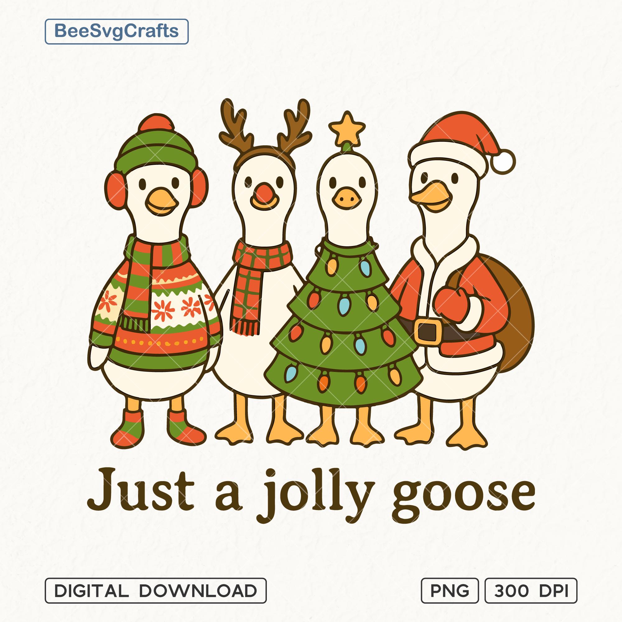 Just a Jolly Goose Png, Funny Christmas Goose Png, Santa Geese Shirt ...
