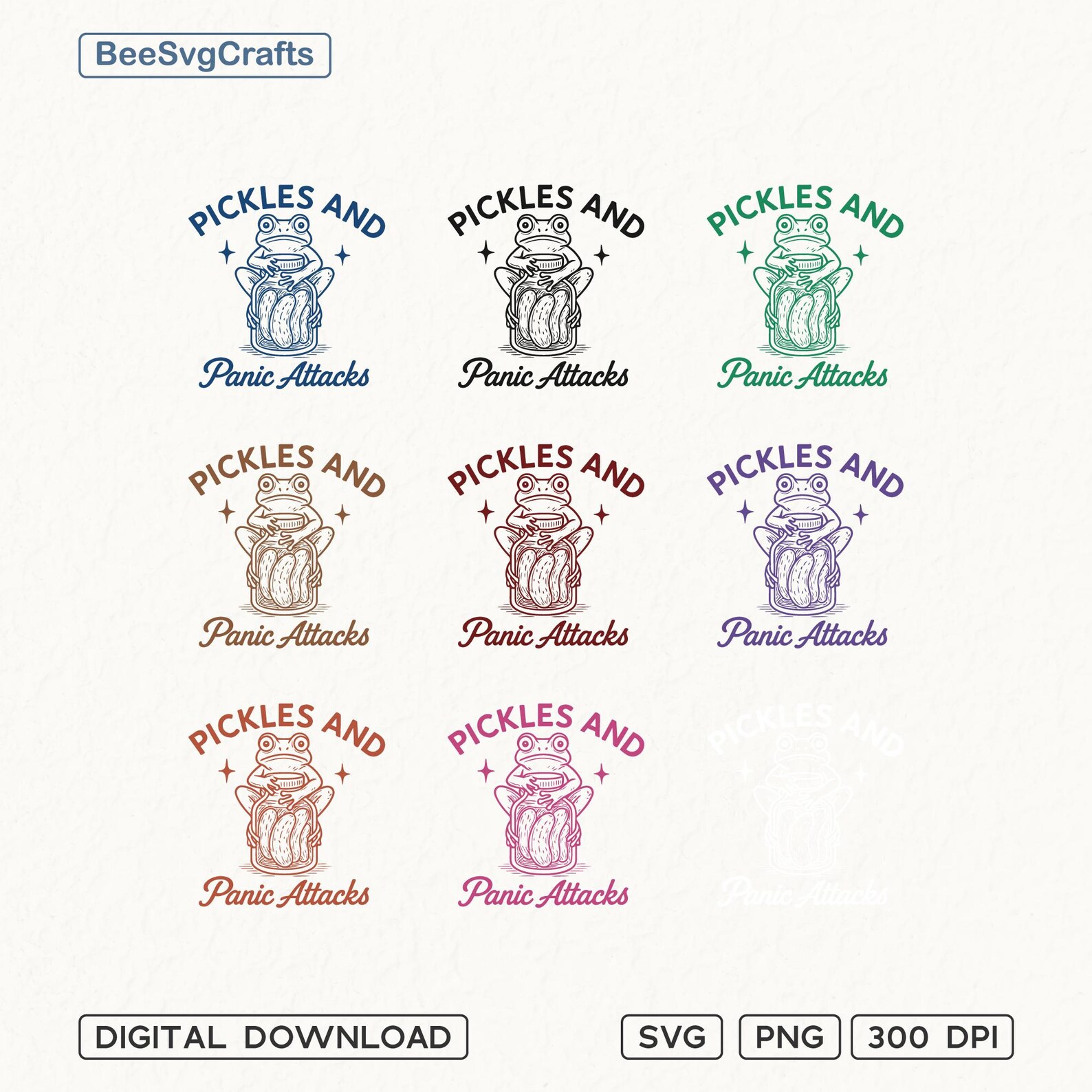 Pickles and Panic Attacks Svg Png, Funny Retro Mental Health Humor ...