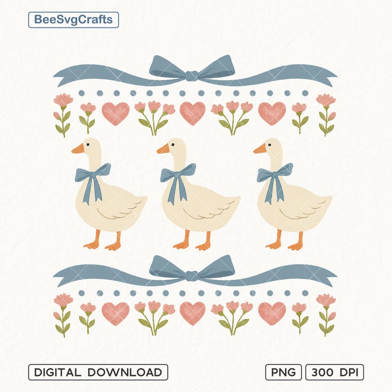 Vintage Blue Ribbon Goose Png, Retro Goose Sublimation, Cute 1980s ...