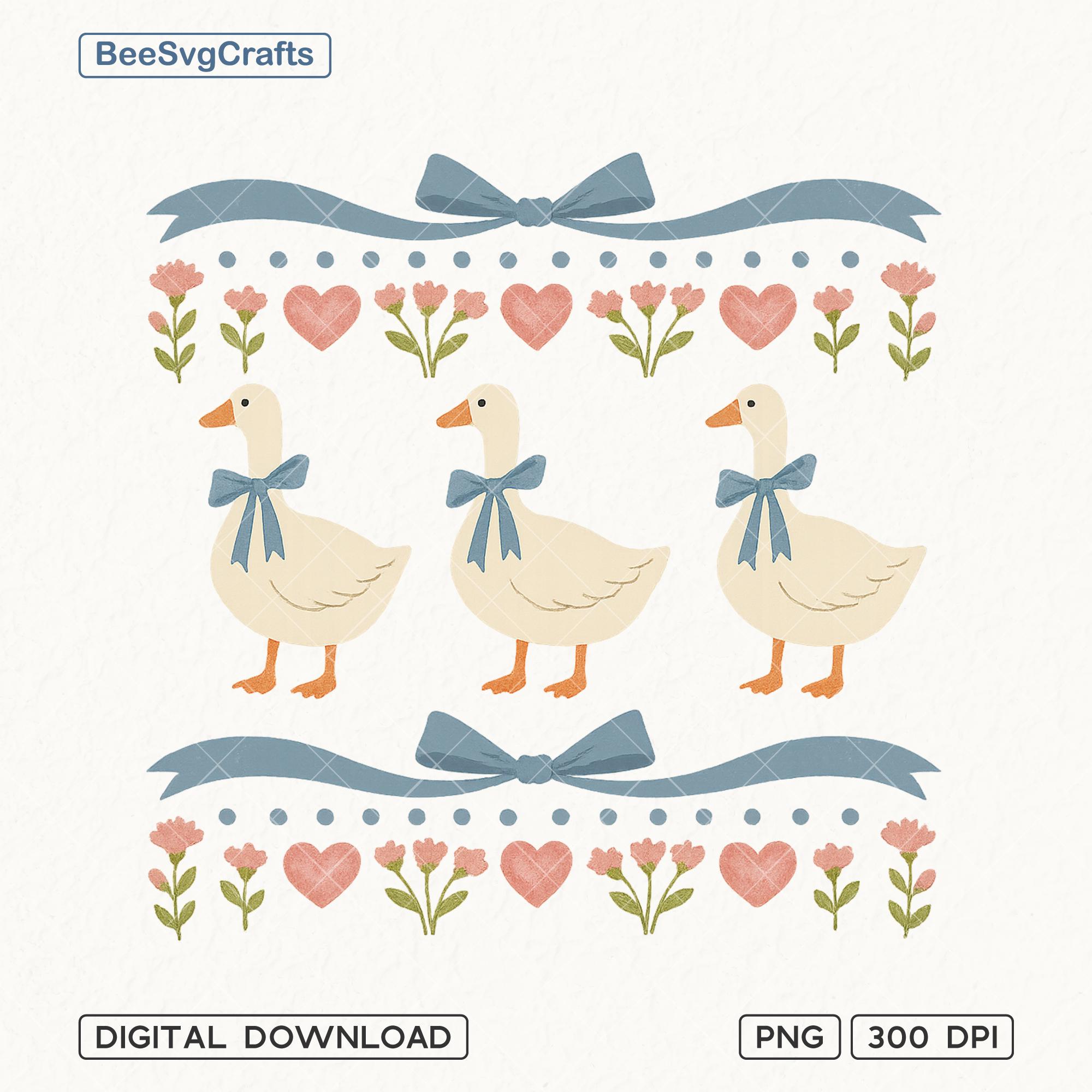 Vintage Blue Ribbon Goose Png, Retro Goose Sublimation, Cute 1980s ...