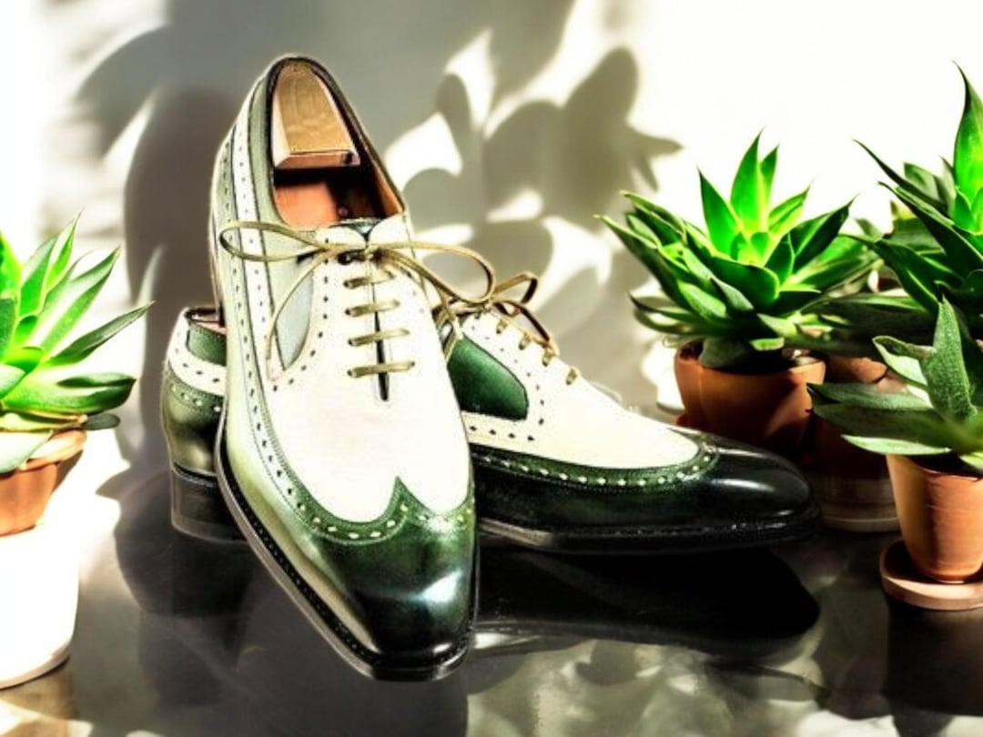 Handmade Two Tone Leather Wingtip Shoes: Men's Formal Fashion - Etsy UK