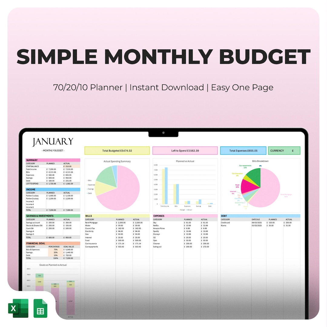 Simple Monthly Budget Planner | Multiple Income Budgeting Tracker ...