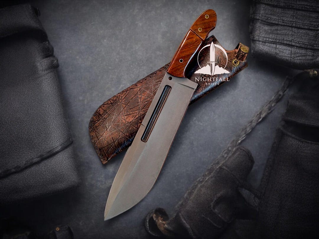 Survival Bowie Knife | Nightfall Edition | D2 Steel Blade, Rosewood ...