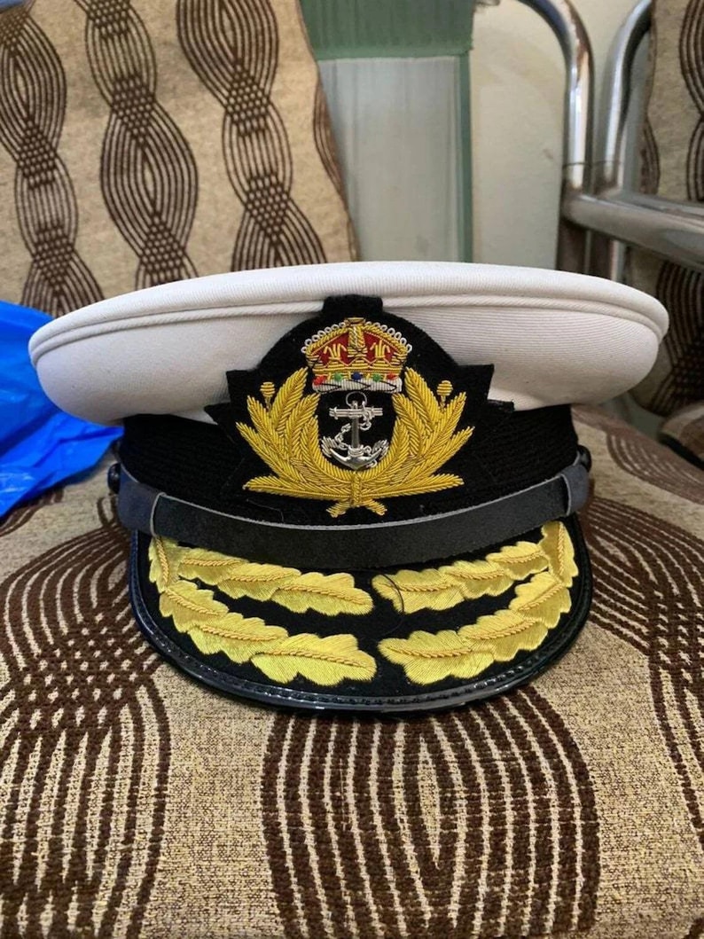 British Royal Navy Admiral Flag Rank Officers Peaked Hat Queens Crown ...