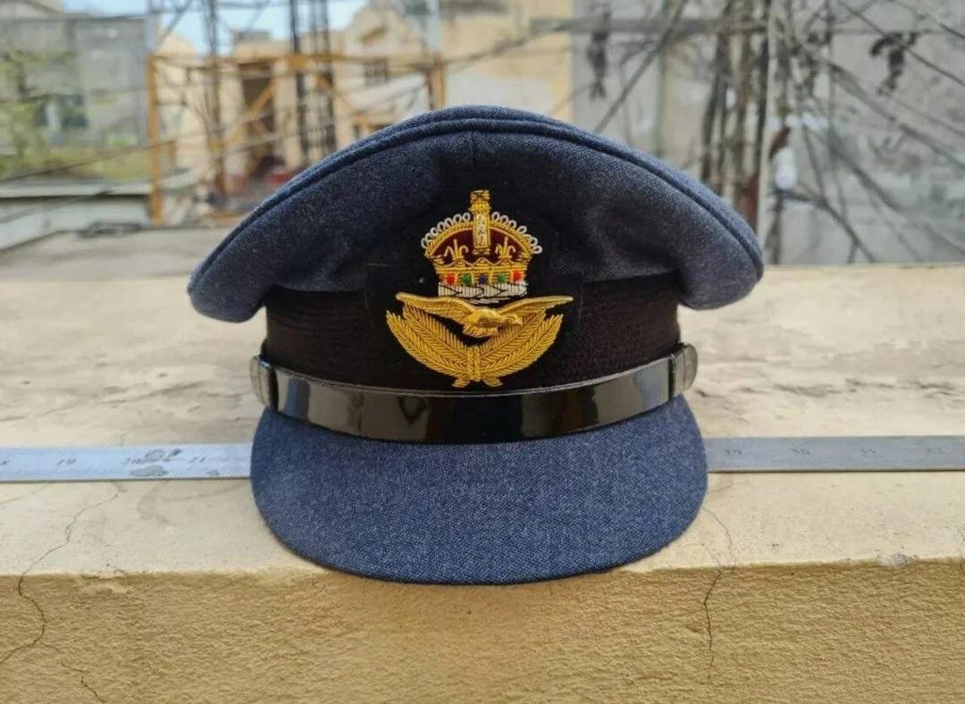British RAF Visor Cap - Repro Pilot Peak Hat Uniform Air Force Officers ...
