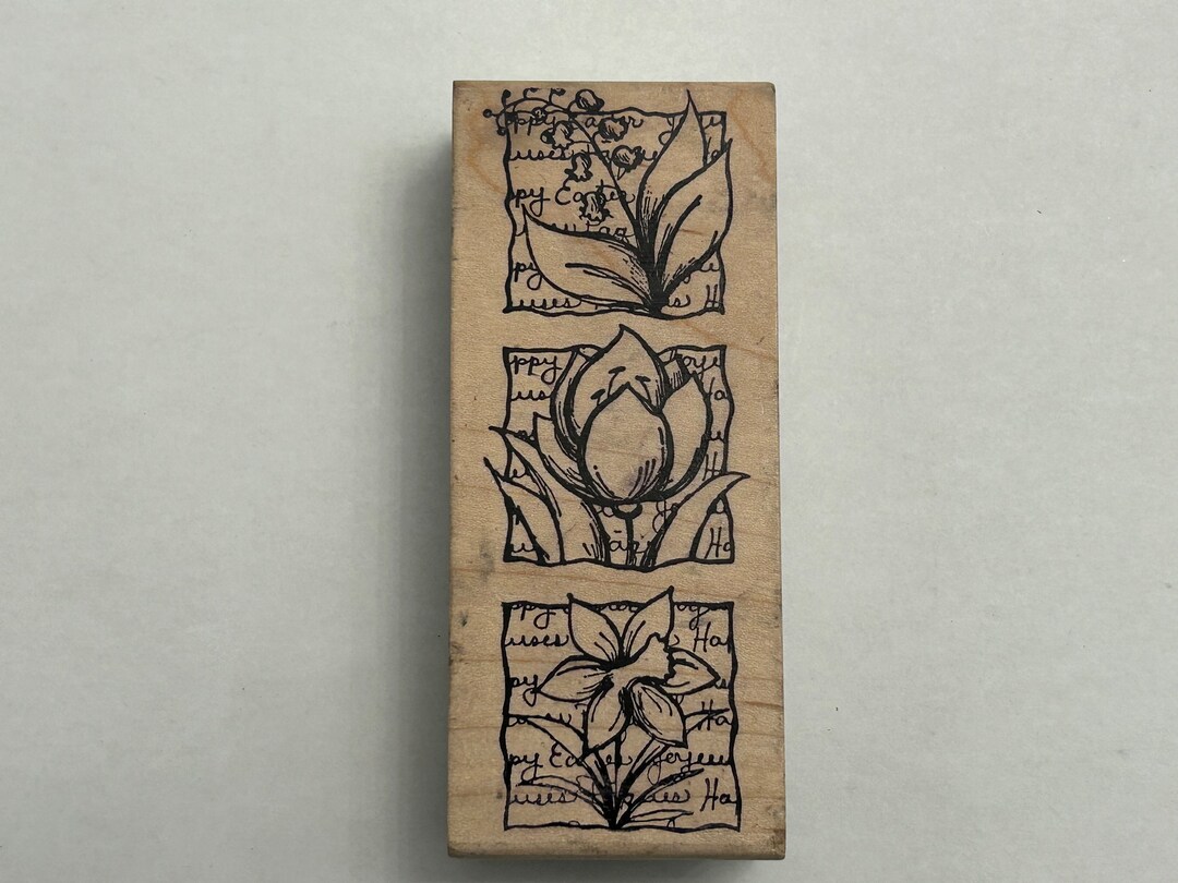 Rubber Stamp - Tiled Flowers Stamp, Bookmark Stamp, 4-3/8 X 1.5 Inches ...