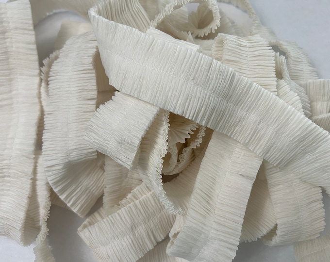 Ruffled Vintage Crepe Paper - CREAM Shades - Your Choice Length/color ...