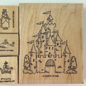 4 Rubber Stamps Castle Princess Crown Grass - Etsy