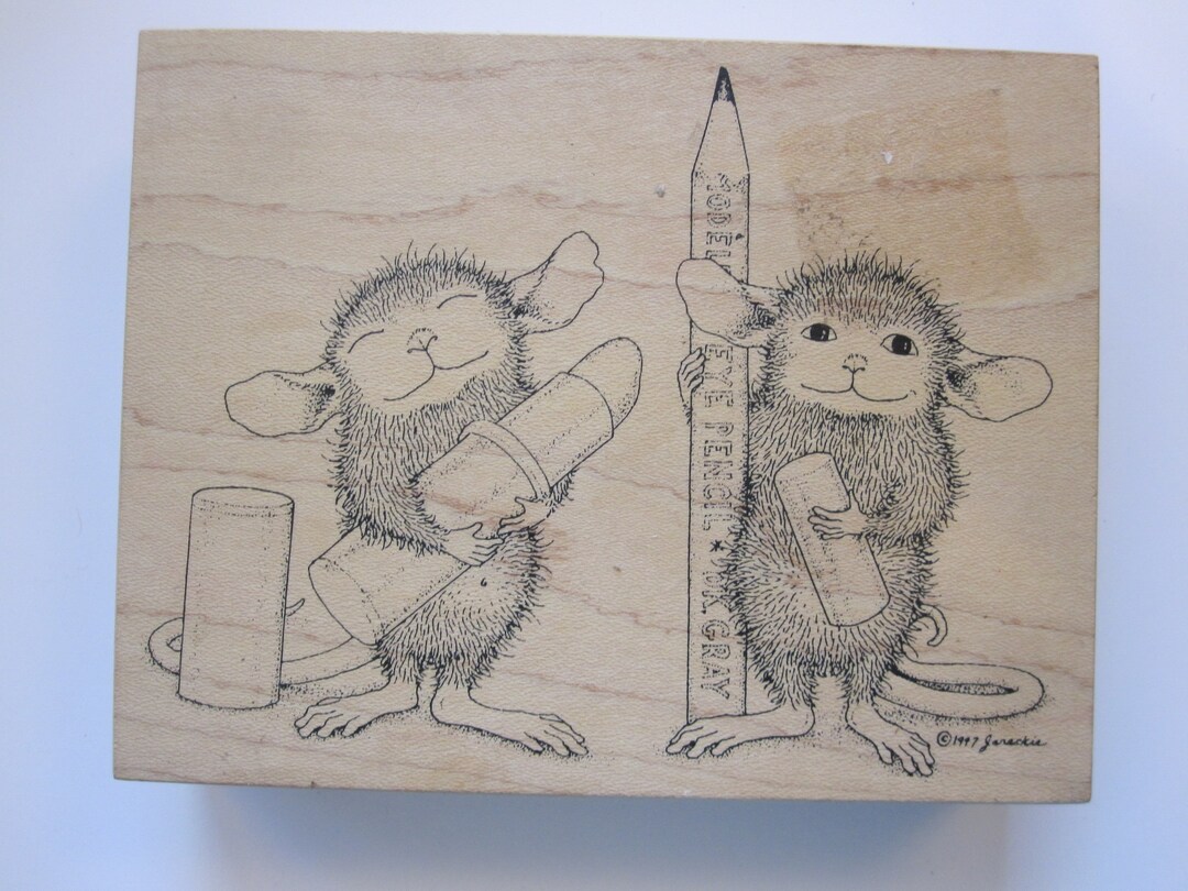Vintage Rubber Stamp - House Mouse Designs - Eye Pencil & Lipstick ...