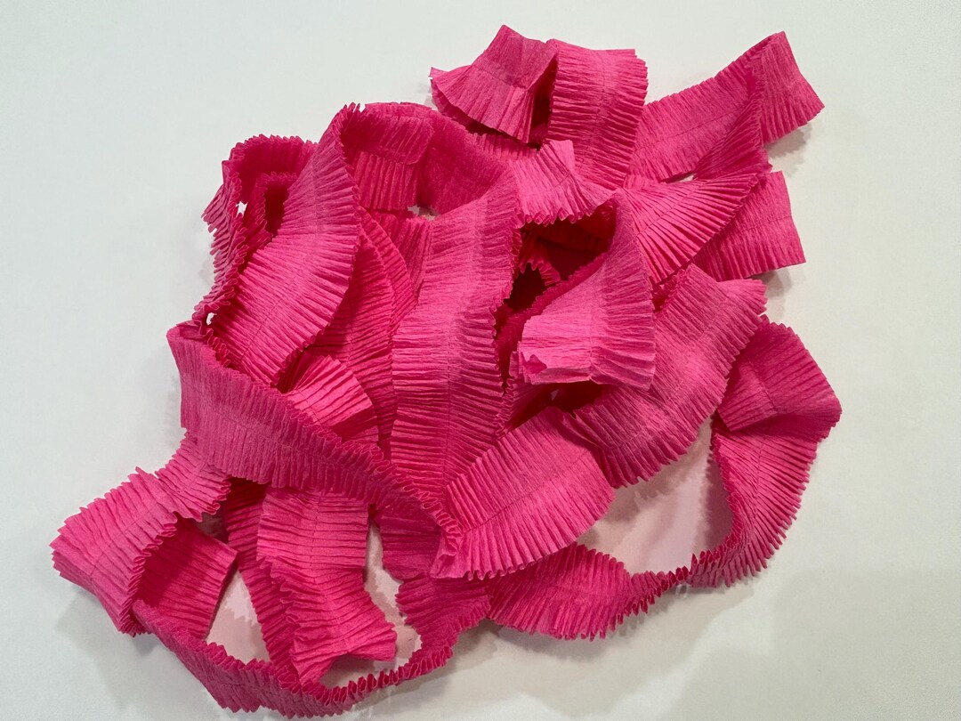 4.25 Yds Ruffled Crepe Paper - Bright Pink Crepe Ruffle for Rosettes ...