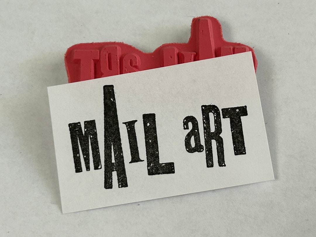 Rubber Stamp - MAIL ART Stamp - Distressed Mixed Letterpress Type Font ...